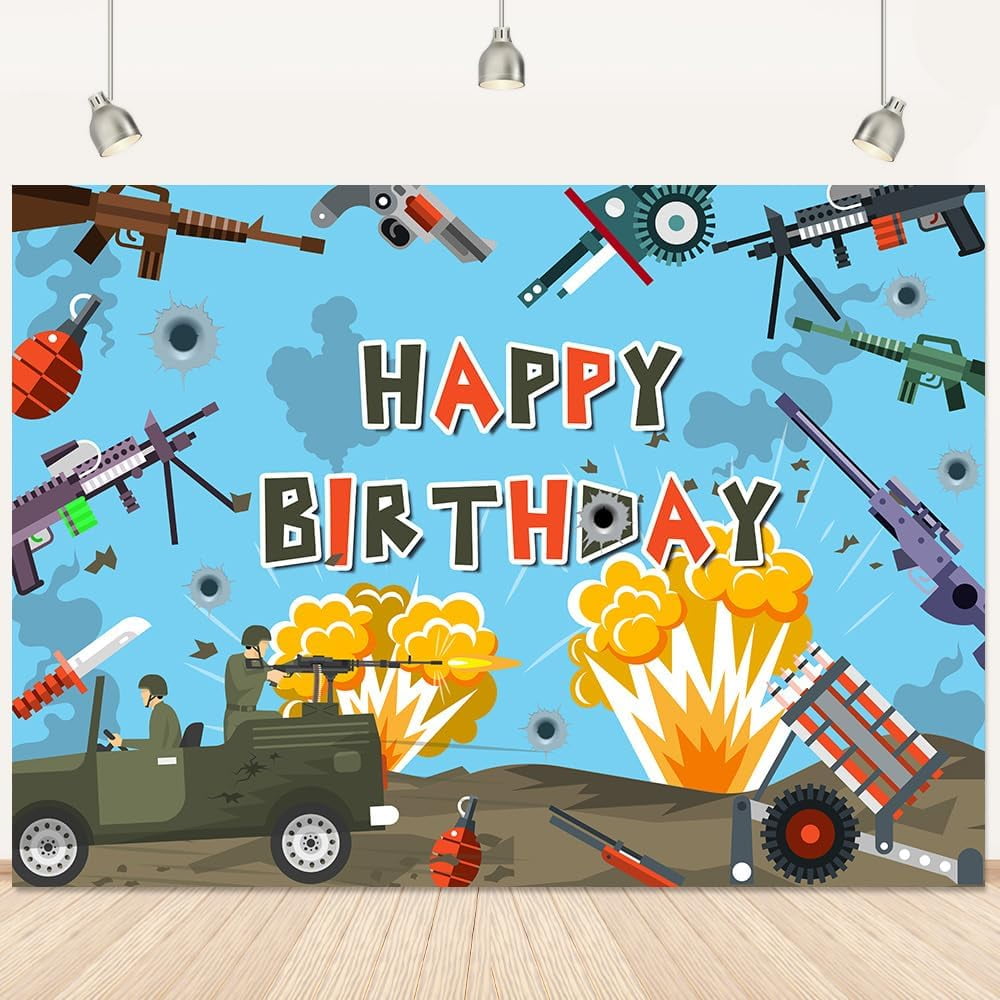Military Battlefield Happy Birthday Backdrop Cartoon Birthday Backdrops ...