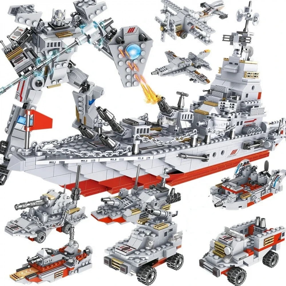 Military Battleship Building Blocks Cruiser Ocean Building Toy with ...