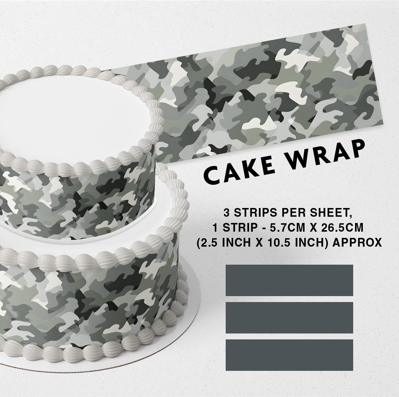Military Camo Camouflage Strips Edible Icing Printed Cake Wrap Strips ...