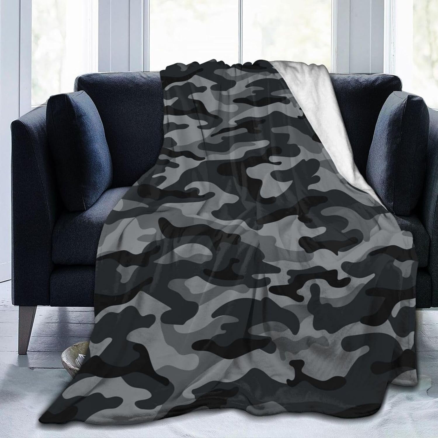 Military Camouflage Bed Blanket Ultra Soft Grey Camo Throw Blanket All ...