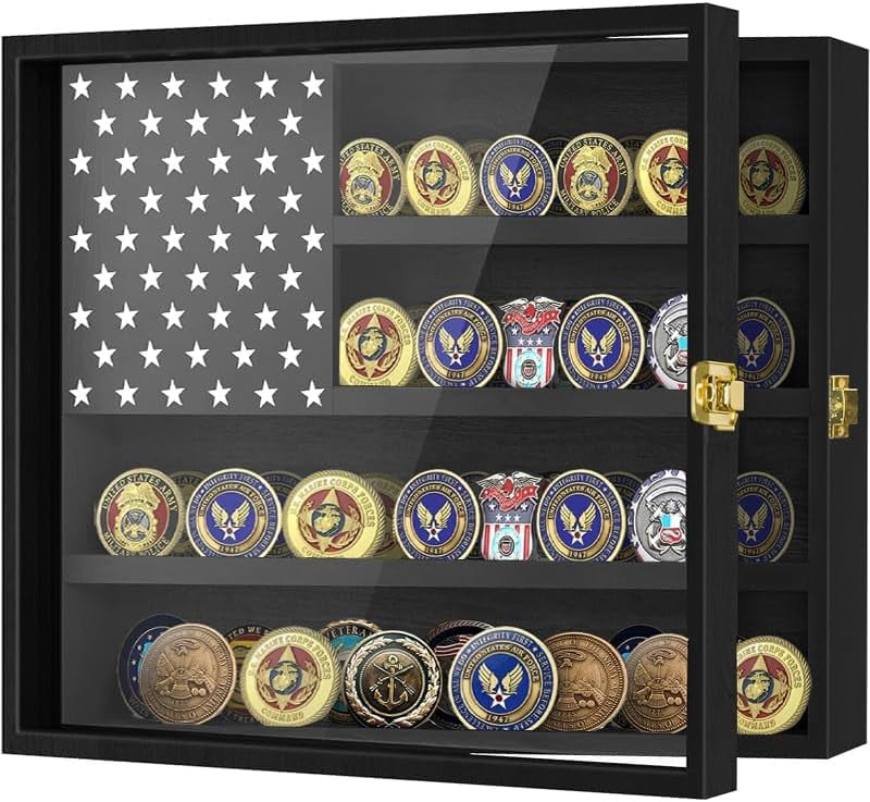 Military Challenge Coin Display Case Holder with Acrylic Cover, Wall ...