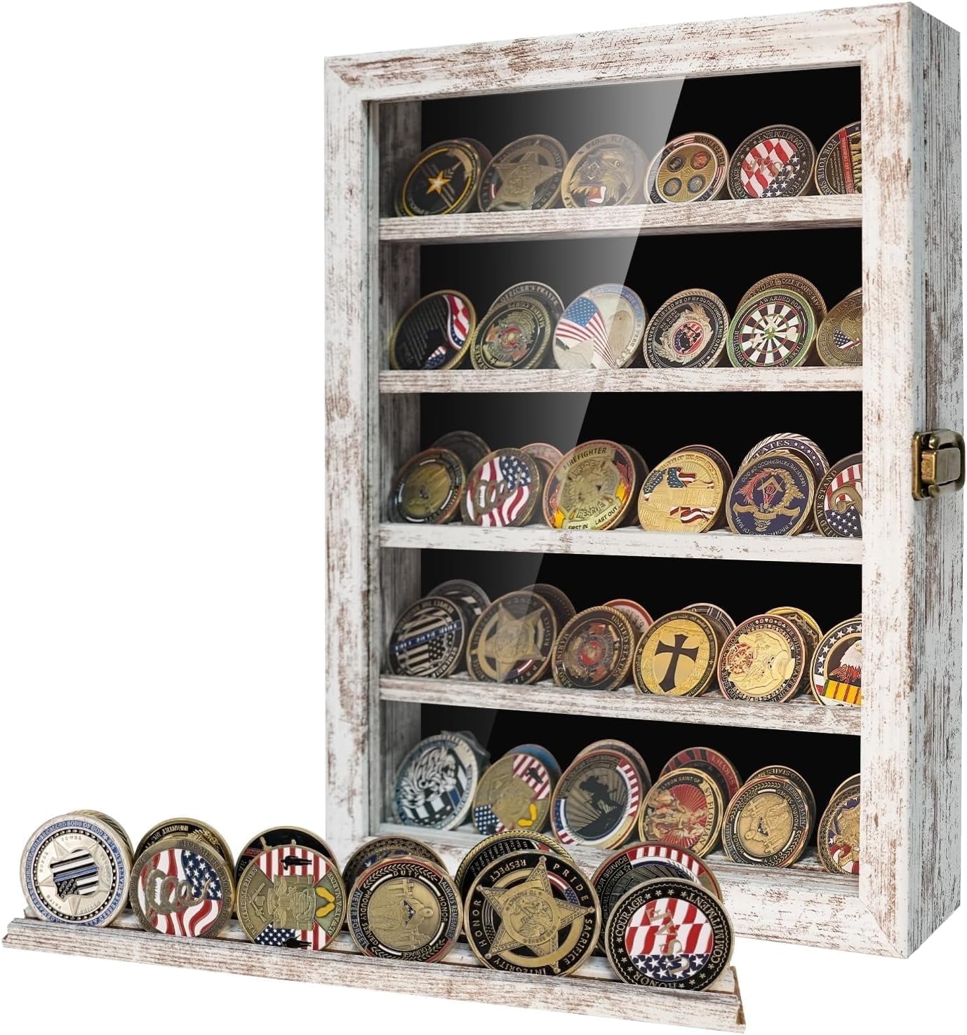 Military Challenge Coin Display Case Holder with HD Toughened Glass and ...