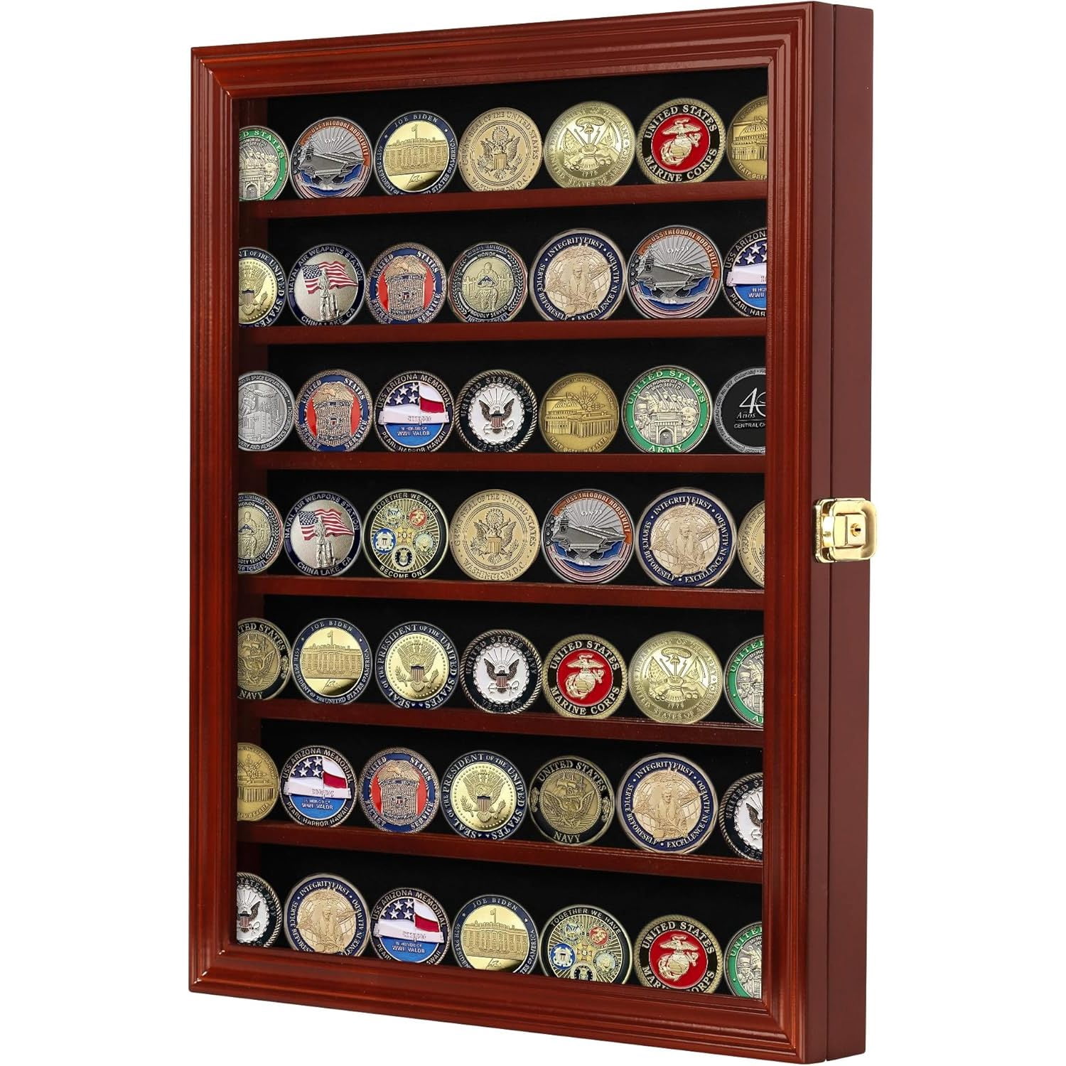 Military Challenge Coin Display Case Lockable Cabinet Rack Holder ...