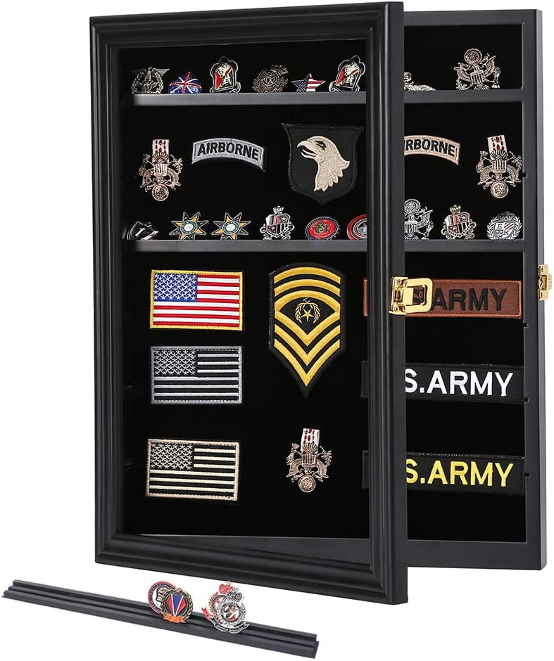 Military Challenge Coin Medals Pins Collector Display Case Lockable ...