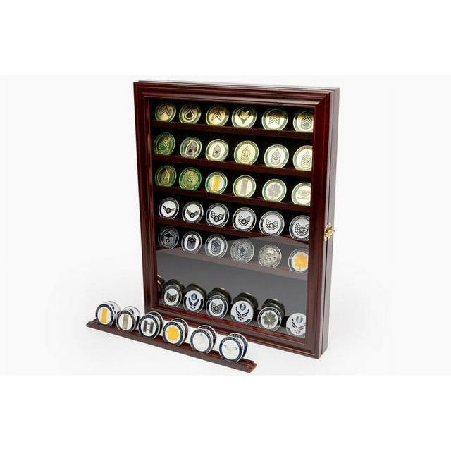 Military Challenge Coin& Poker Chips Display Case with Lockable Door ...