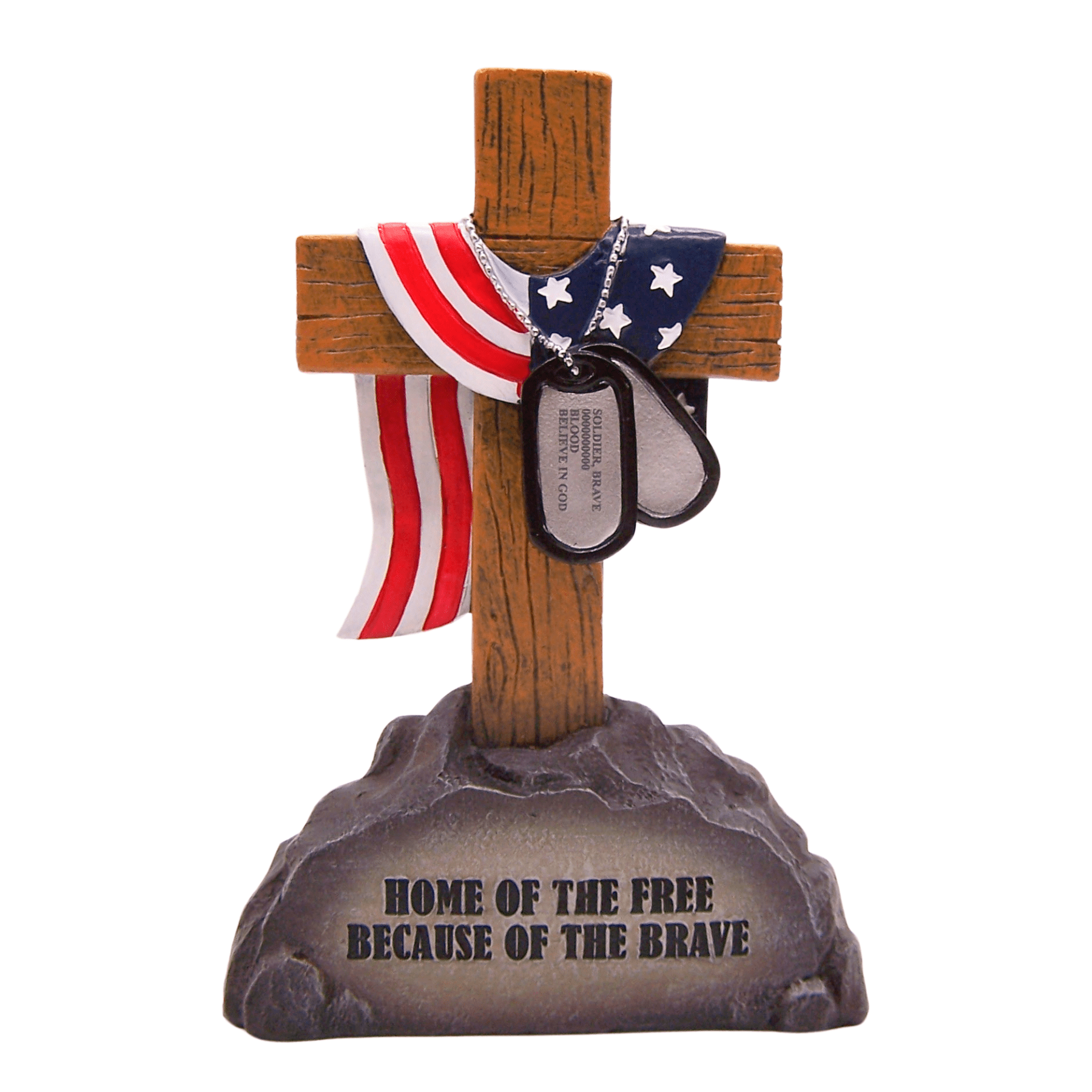 Military Cross with Dog Tags and Flag, Religious Patriotic Gift, Home ...