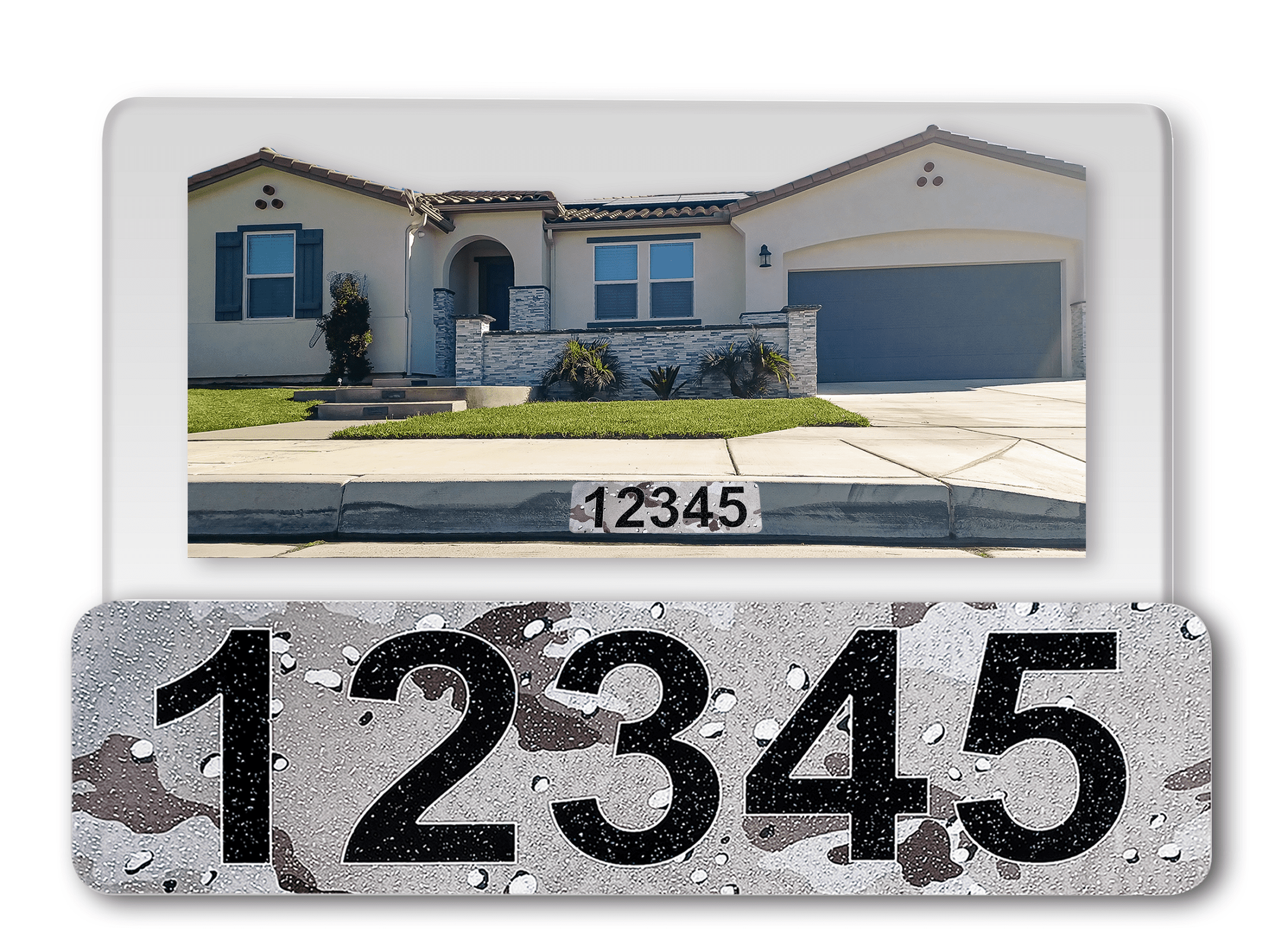 Curb-N-Sign® Customized Reflective Aluminum Curb Address Sticker Decal ...