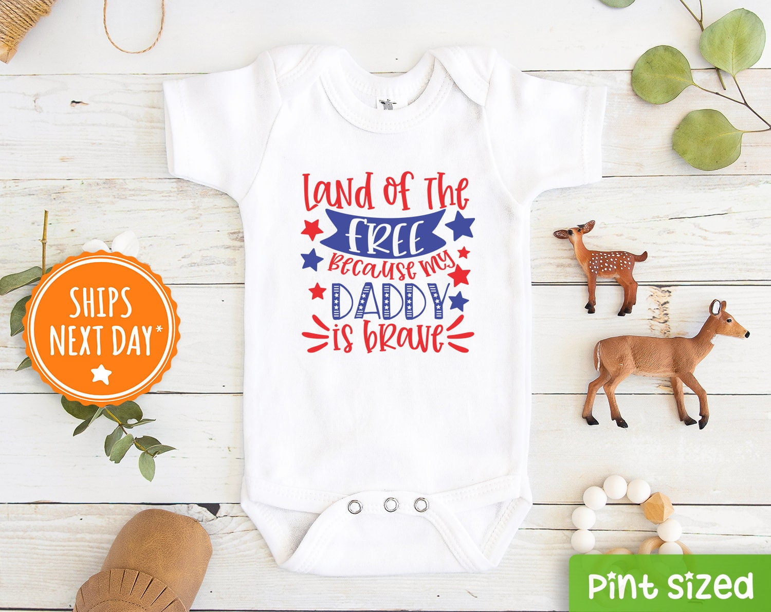 Military Dad Baby Onesie, Cute Land Of The Free Because My Daddy Is ...
