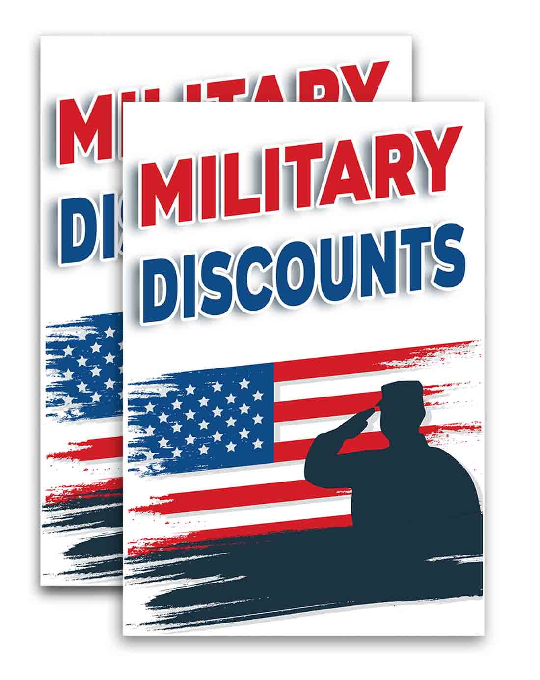 Military Discounts (24" X 36") Vinyl Decal Only (Pack of 2) |Sign ...