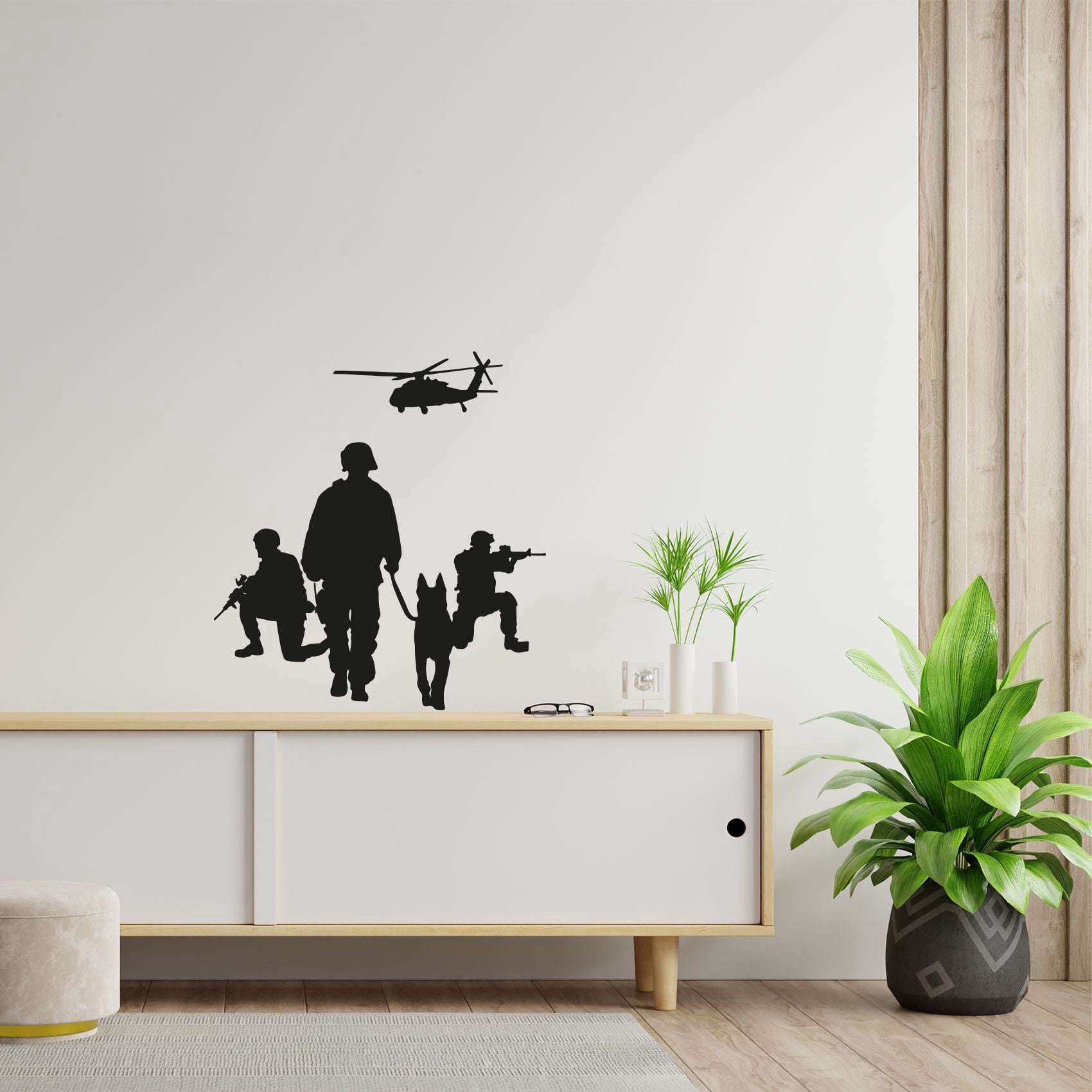Military Dog Helicopter Tank Swat Team Army Men Soldier Wall Sticker ...