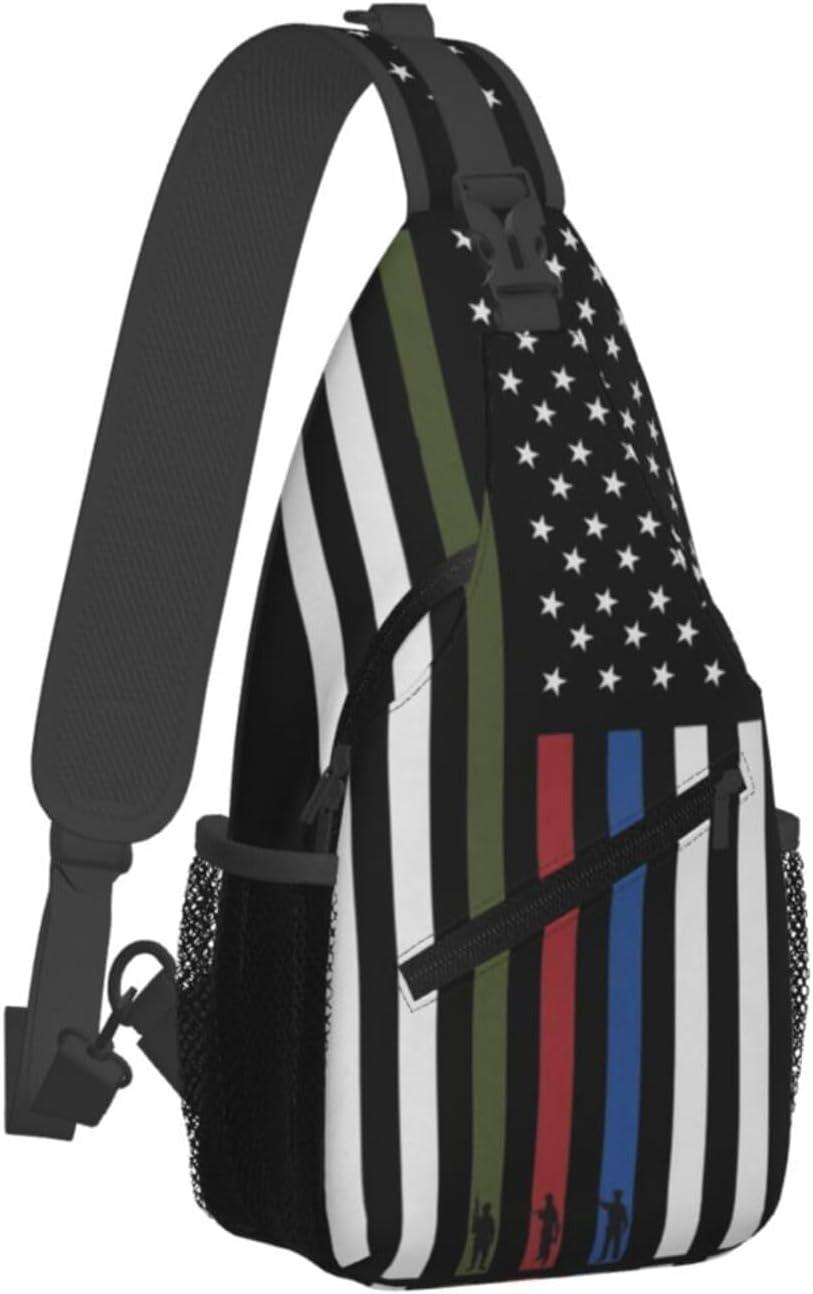 Military Firefighter Police Flag Sling Bag For Women Men Crossbody ...