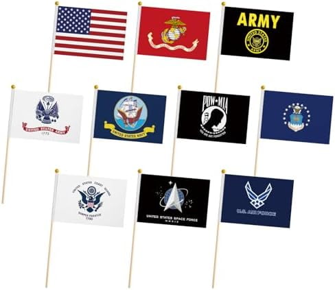 Military Flag 20 Pcs Hand Held Flags on Stick Army Armed Forces ...