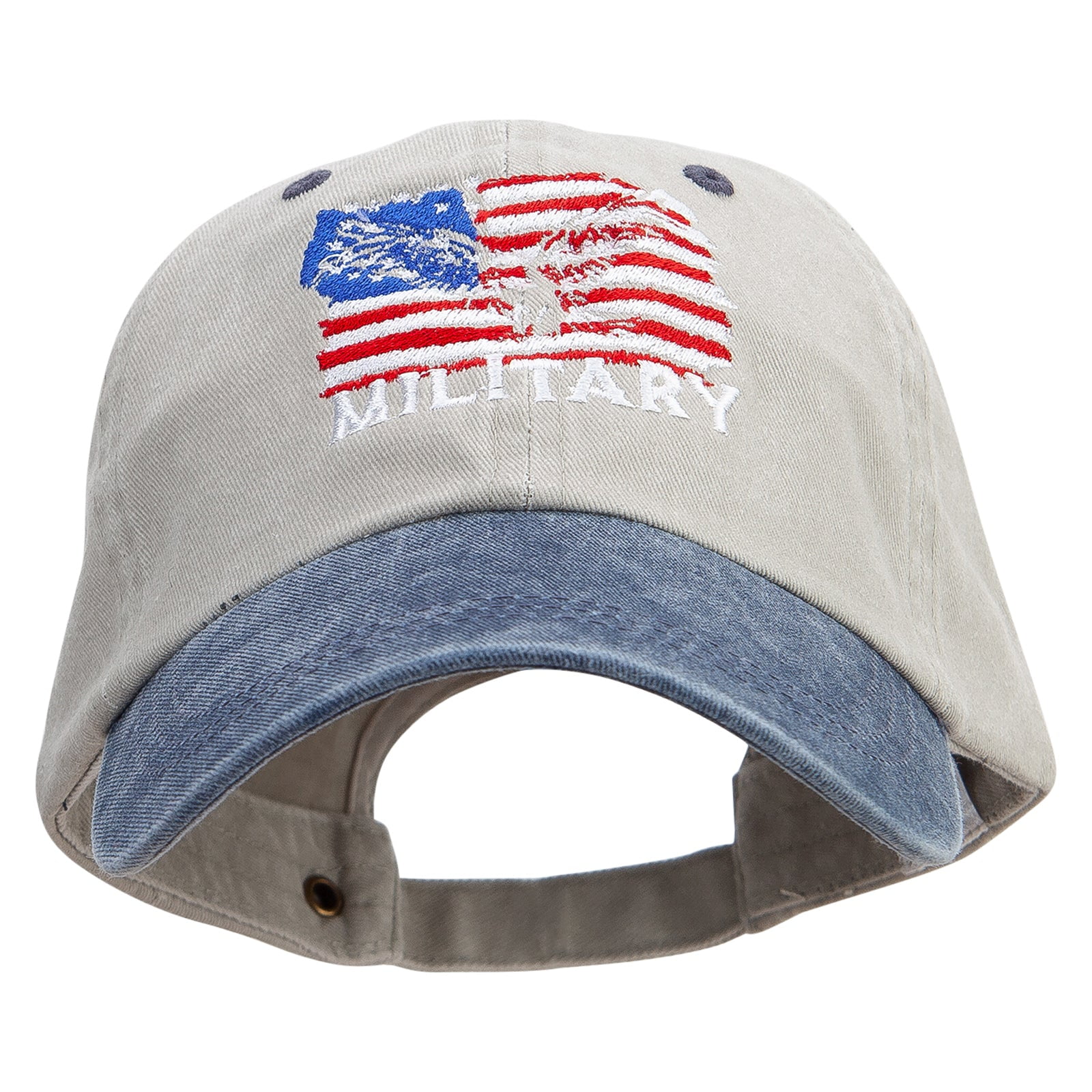 Military Flag Embroidered Pigment Dyed Wash Cap - Beige Navy OSFM ...