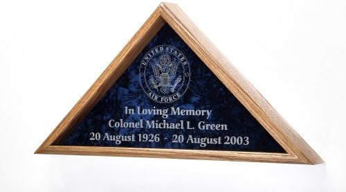 Military Funeral Flag Display w/ Military Emblem - Includes 3 Lines of ...