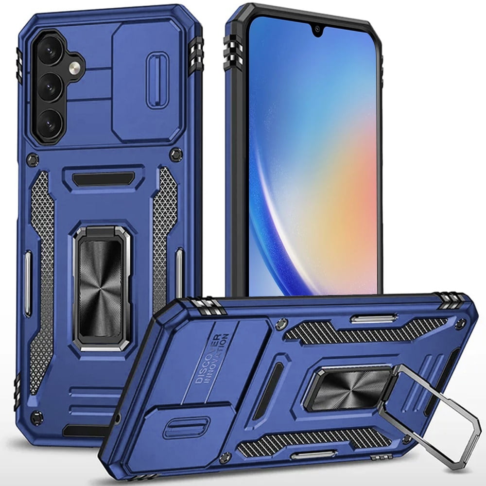 Military Grade Ring Holder Case with Camera Lens Cover for Samsung ...