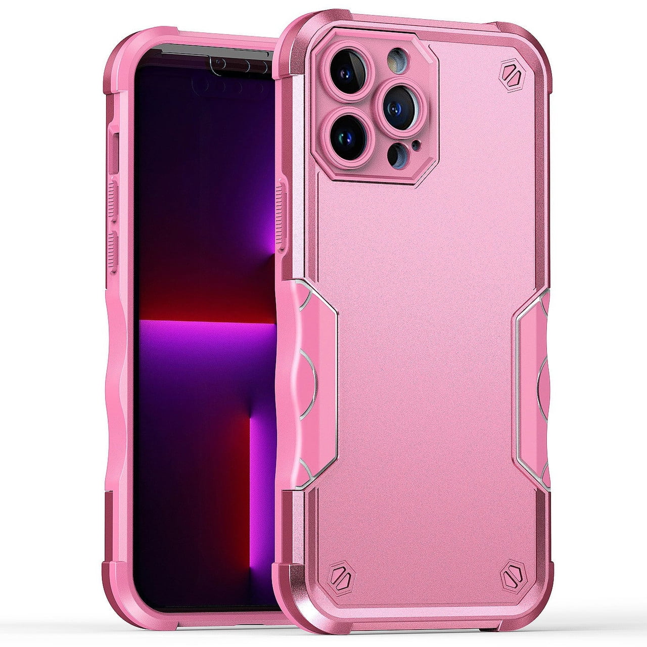 Military Grade Shockproof Hybrid Armor Case for iPhone 14 - Pink ...