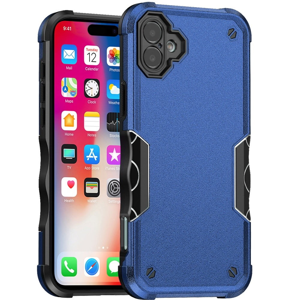 Military Grade Shockproof Hybrid Armor Case for iPhone 16 - Blue ...