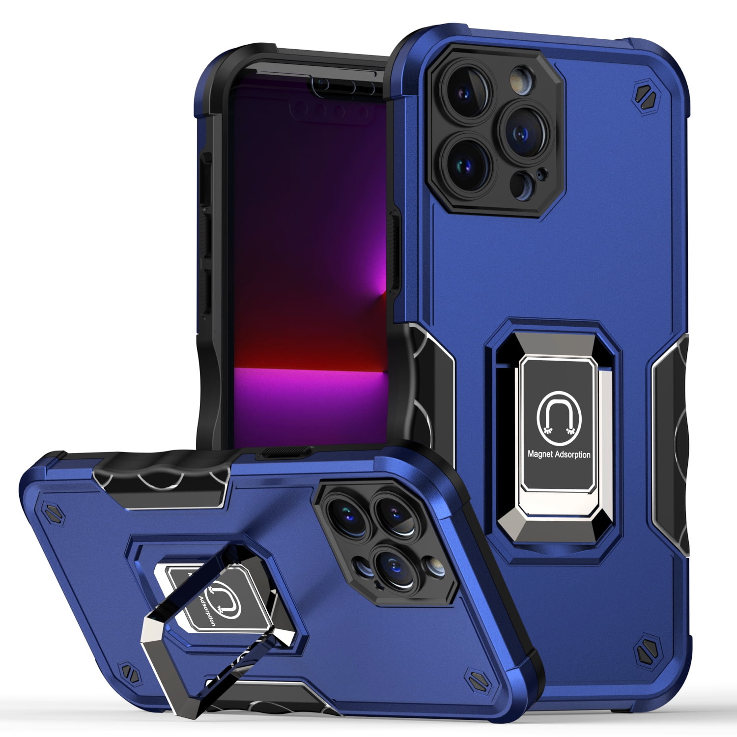 Military Grade Shockproof Hybrid Armor Case with Ring Holder for iPhone ...