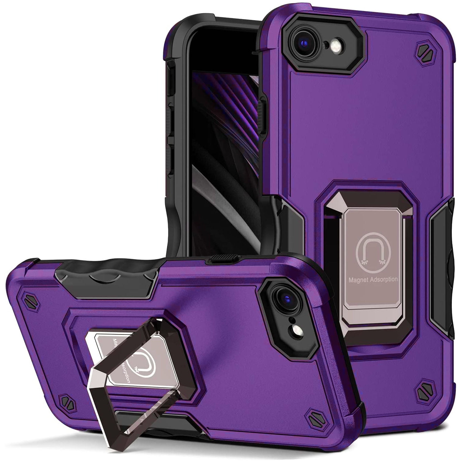 Military Grade Shockproof Hybrid Armor Case with Ring Holder for iPhone ...