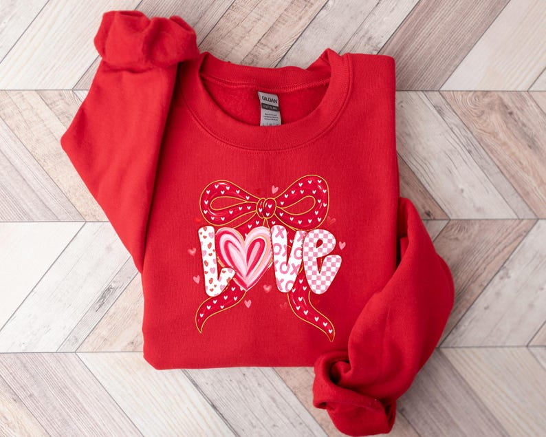 Military Green Valentine Sweatshirt, Cute Love Hearts Sweater - Sizes S ...