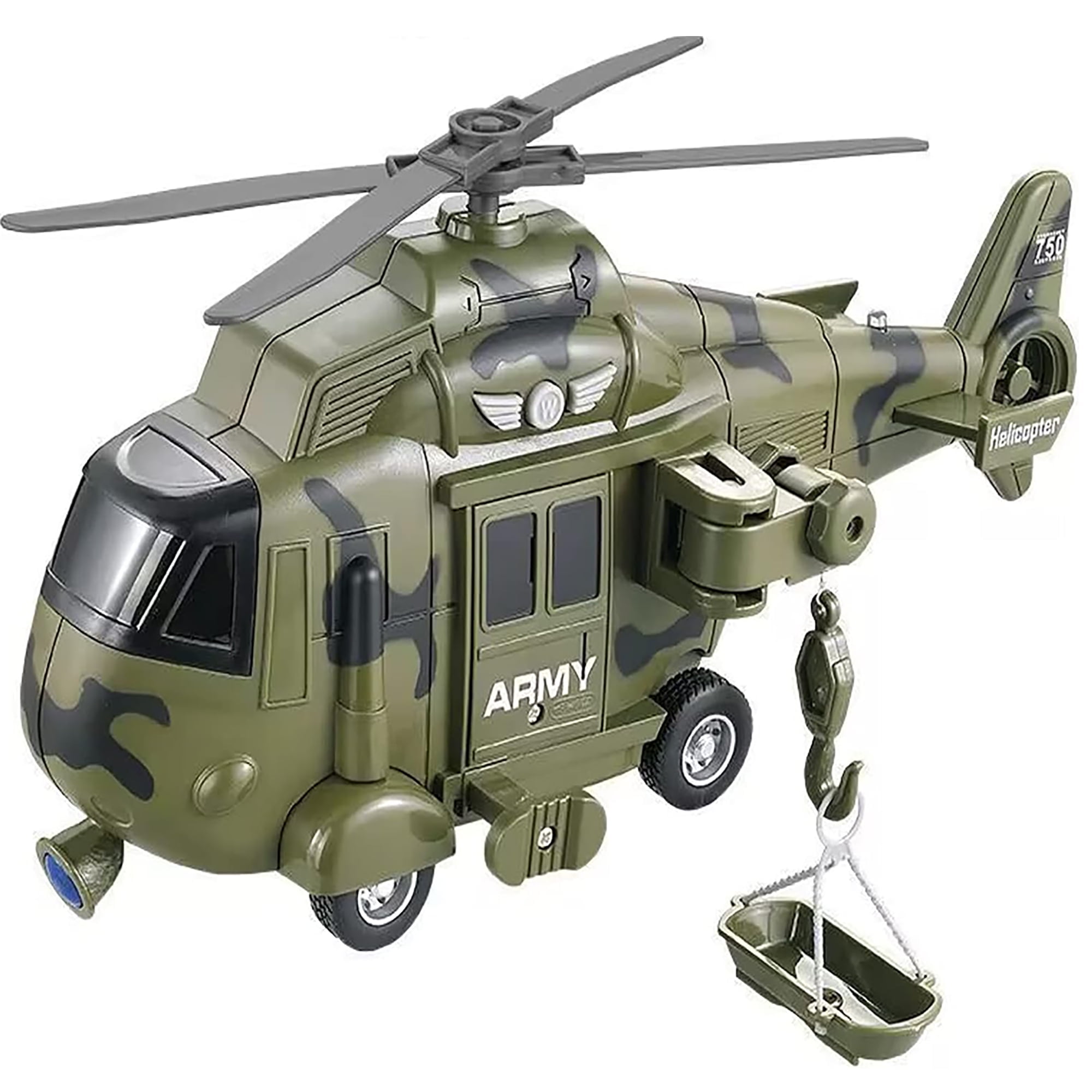 OCCAFY Military Helicopter Toy with Lights, Sound, Friction Powered ...