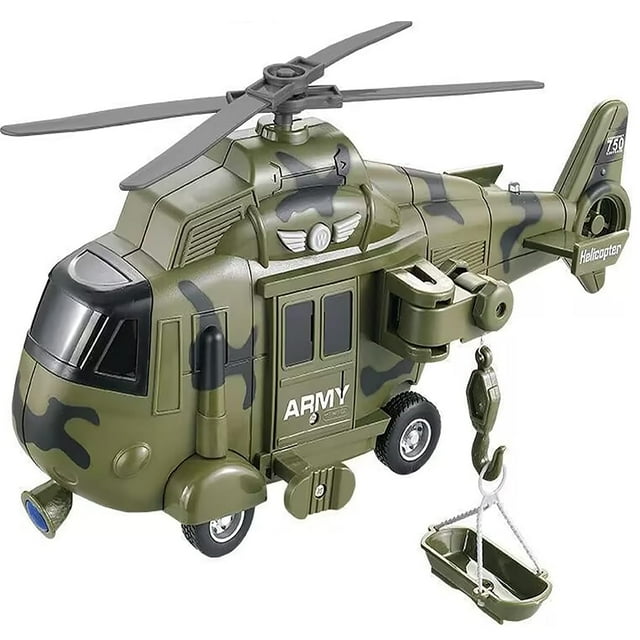 Military Helicopter Toy with Lights and Sound Sirens,Friction Powered ...