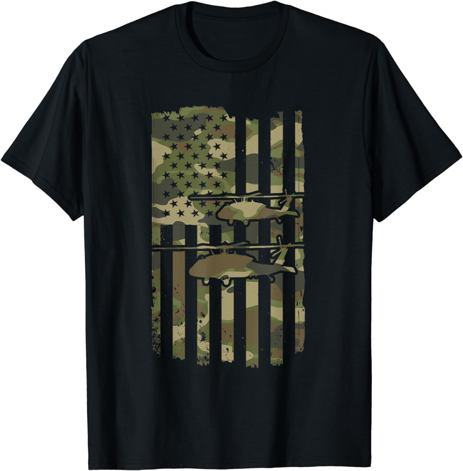 Military Helicopter UH-60 Black Hawk USA Flag 4th July T-Shirt ...