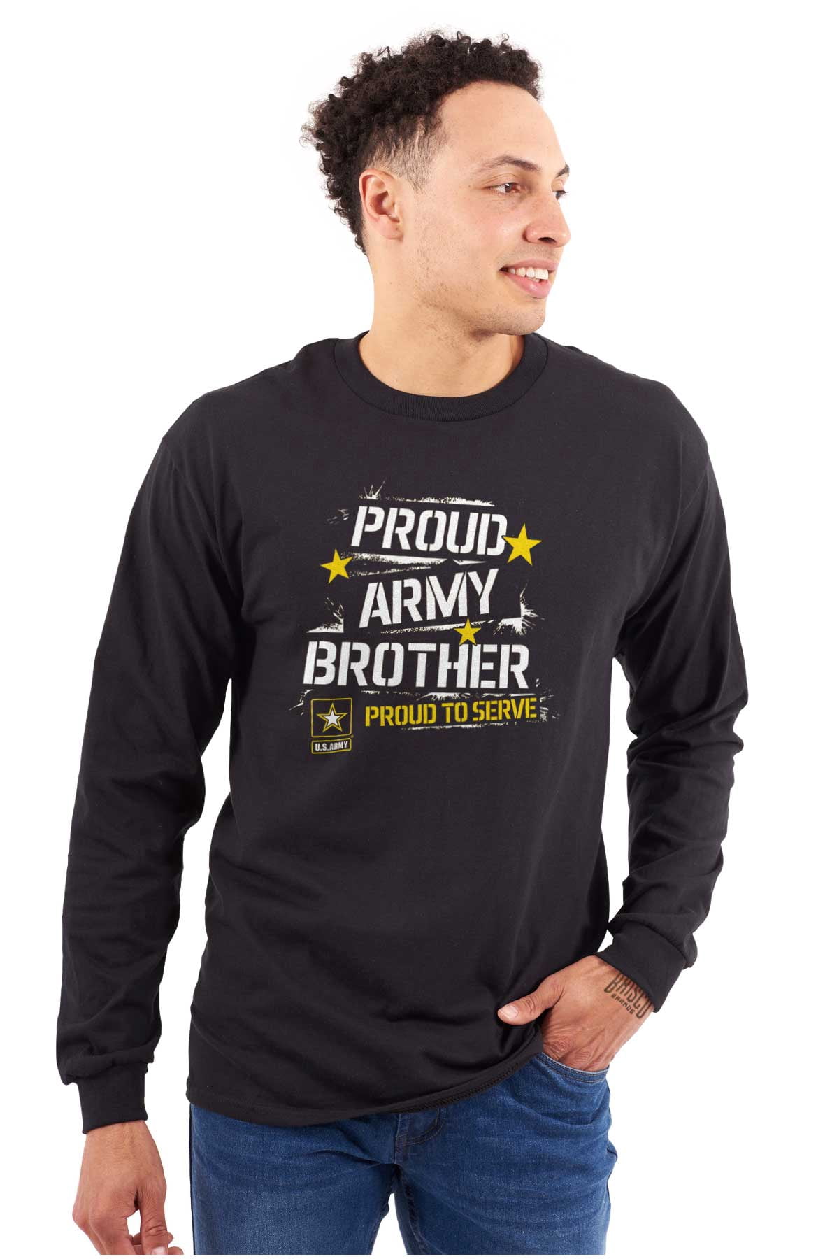 Military Logo Proud US Army Brother Men's Long Sleeve Tee T Shirt ...