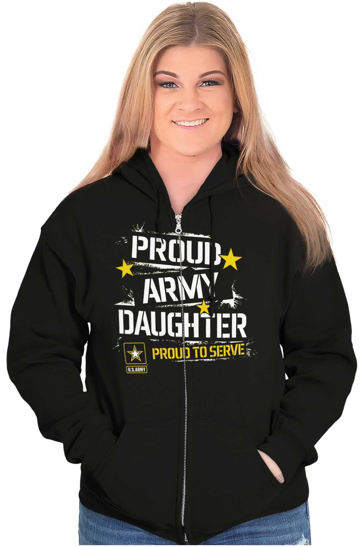Military Logo Proud US Army Daughter Zip Hoodie Sweatshirt Women Brisco ...