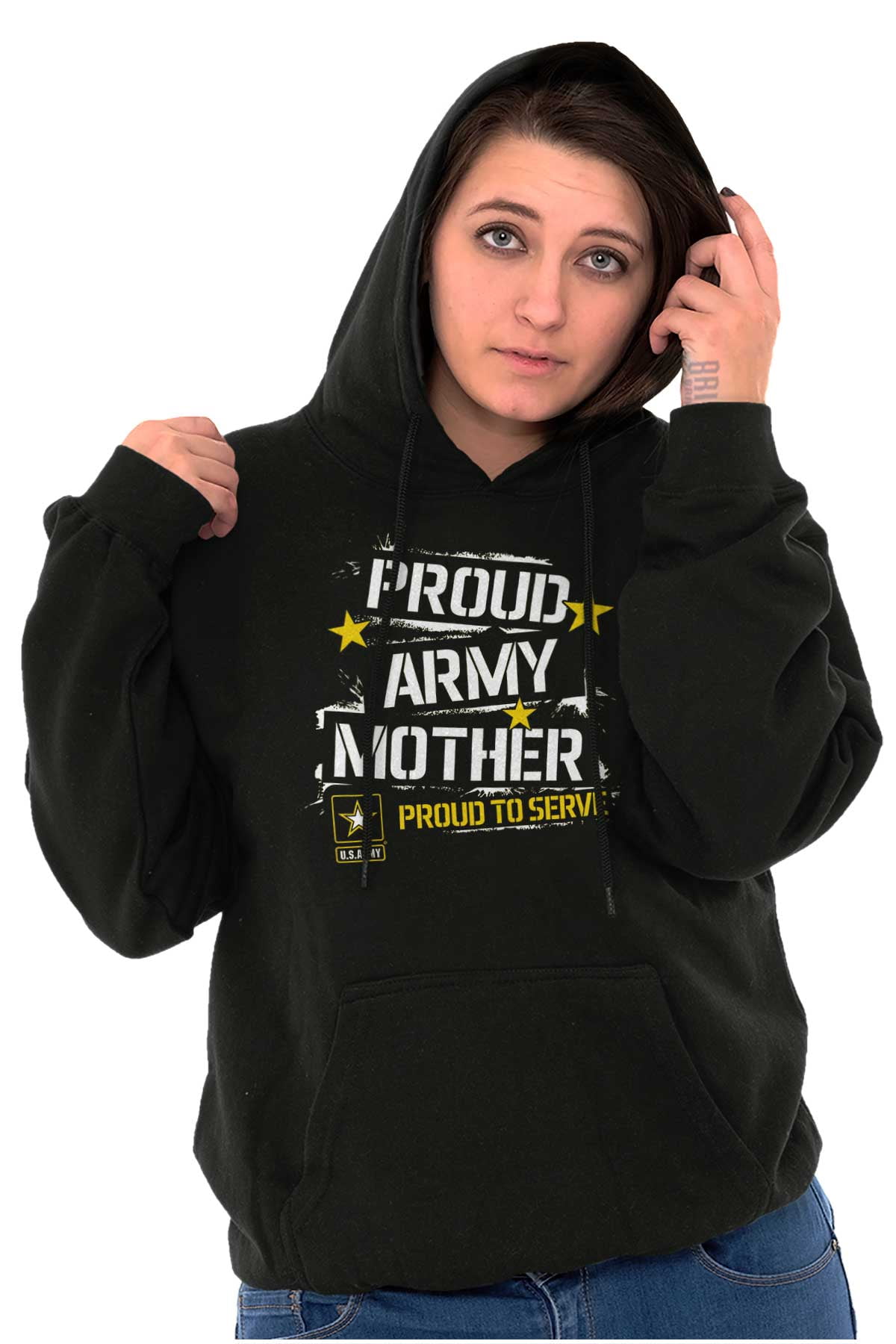 Military Logo Proud US Army Mother Women Plus Size Hoodie Brisco Brands ...