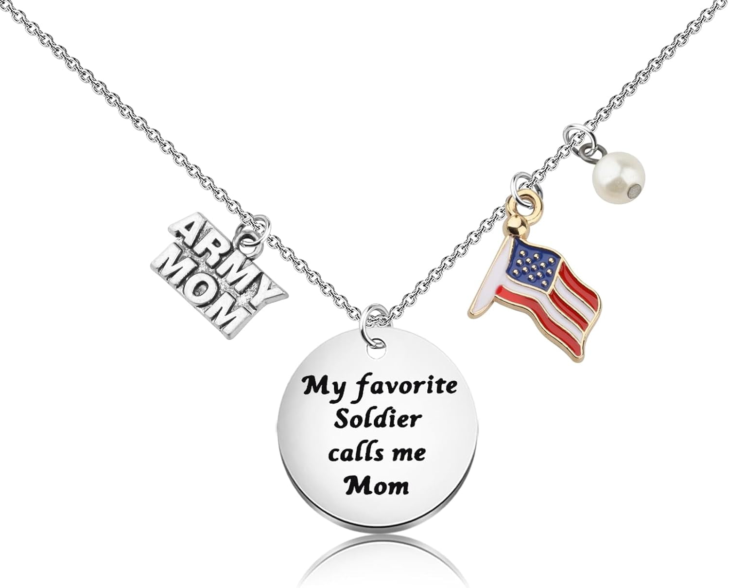Military Mom Gift ArmyMom Pendant Necklace My Favorite Soldier Call Me ...