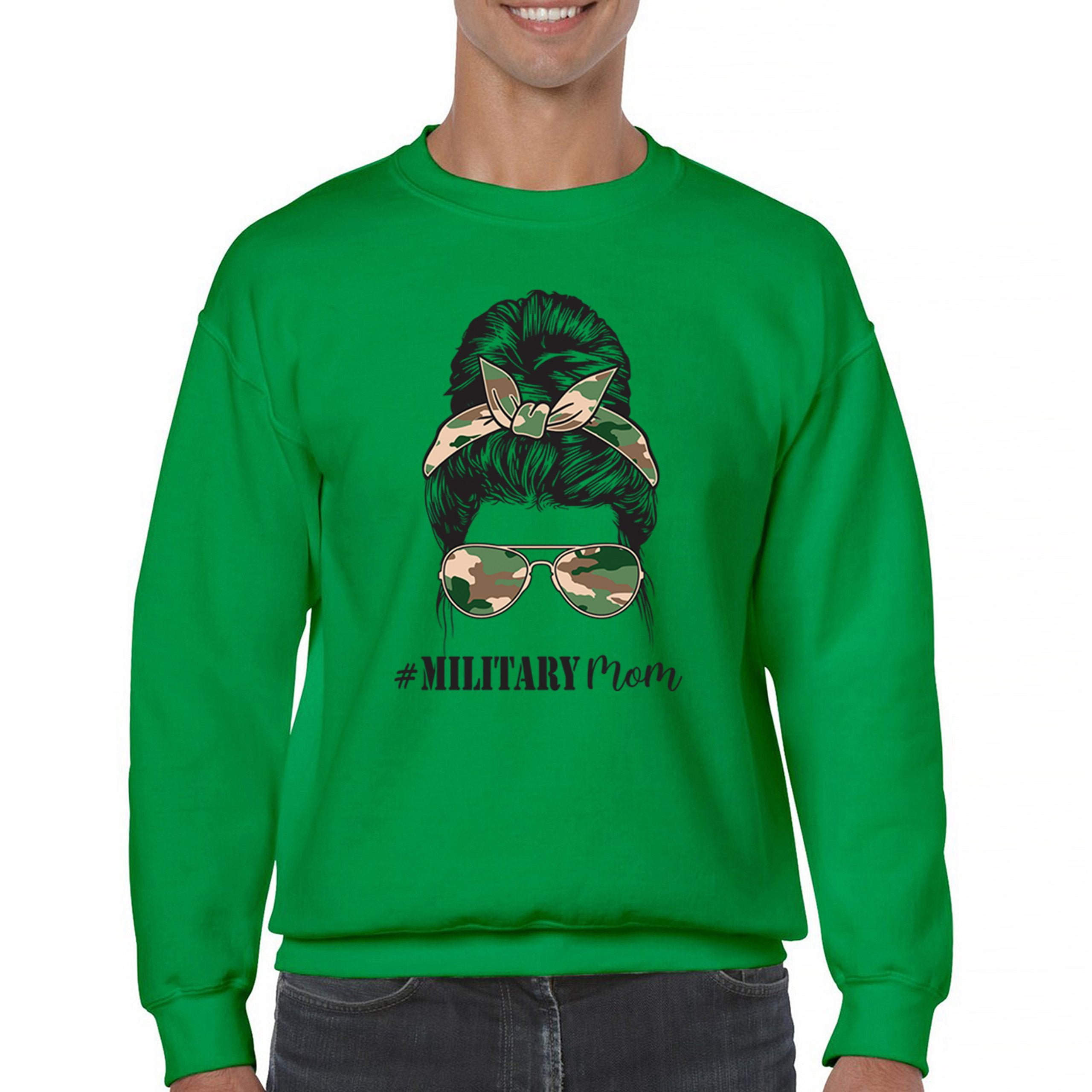 Military Mom Sweatshirt Proud Mom Life Messy Bun Sunglasses Mother's ...