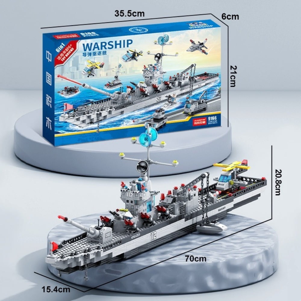 Military Navy War Chariot Ship Building Blocks Army Boat Plane Model ...