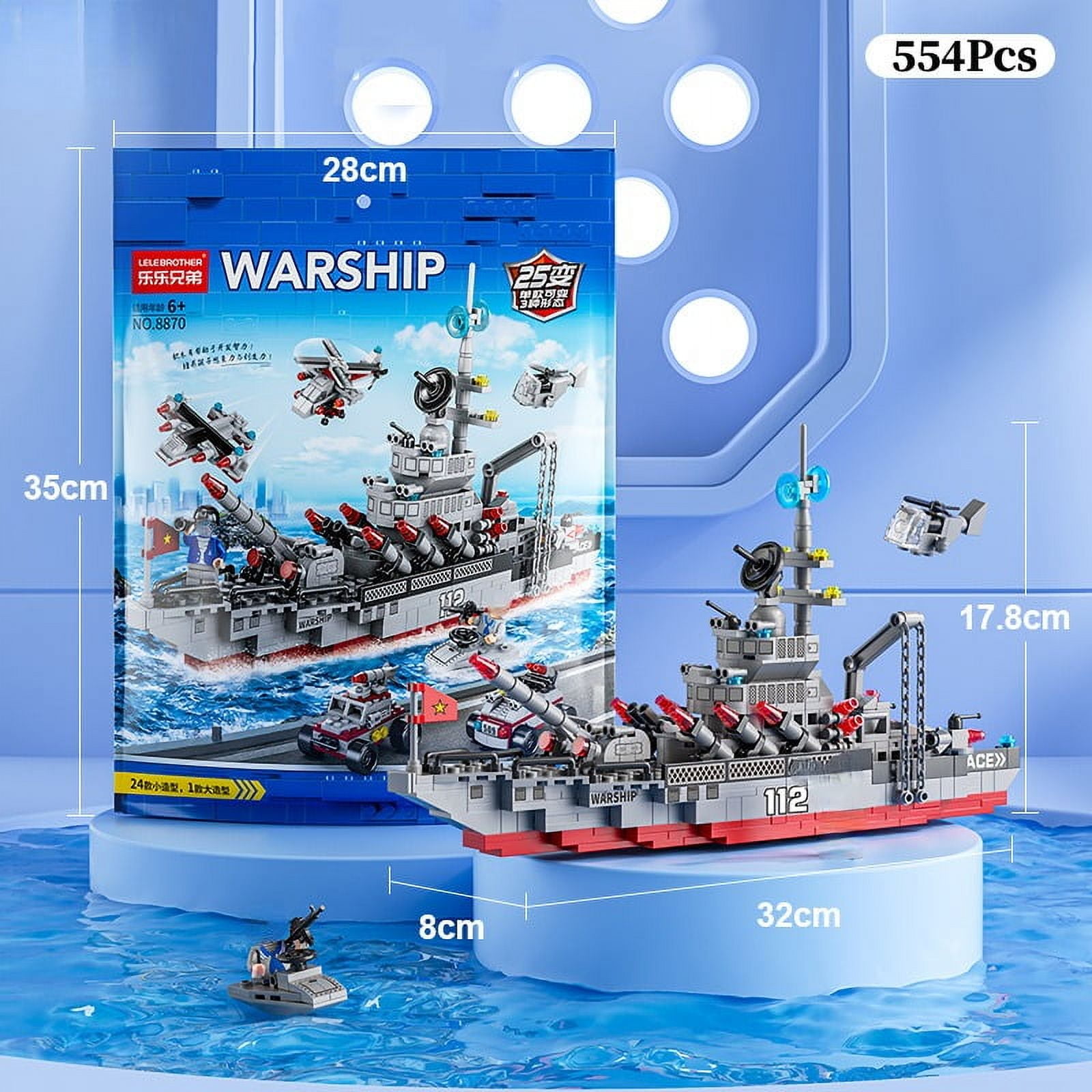 Military Navy War Chariot Ship Building Blocks Army Boat Plane Model ...