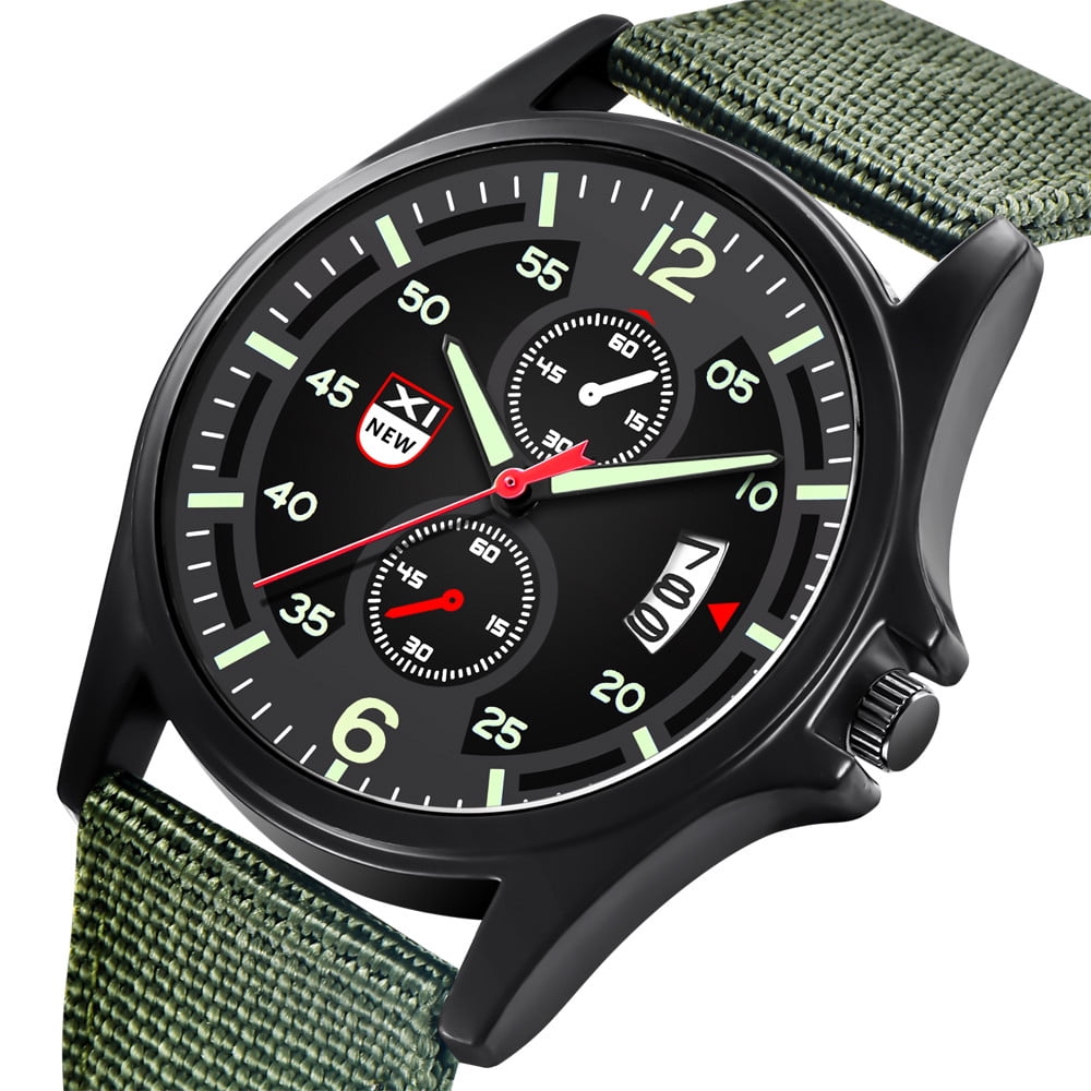 Military Nylon Waterproof Date Quartz Analog Army Men's Quartz Wrist ...