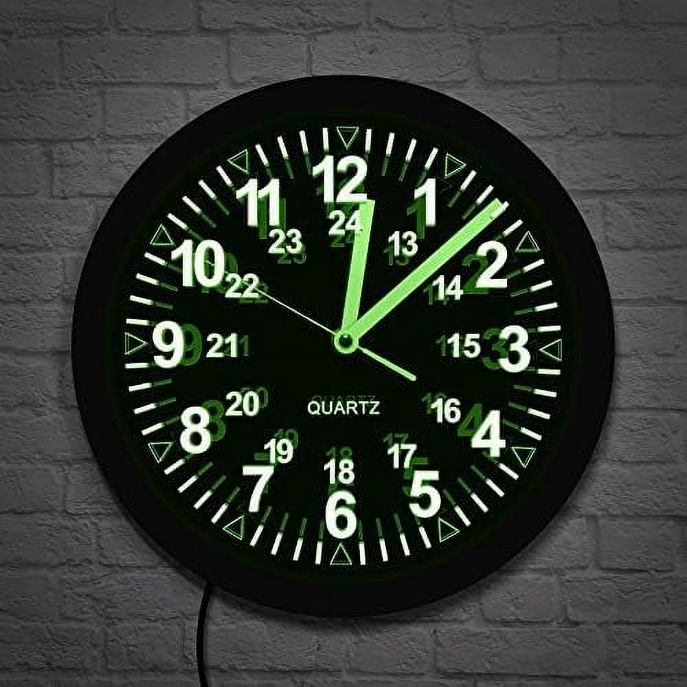Military Pattern Retro LED Wall Clock Backlight Neon Wall Watch Army ...