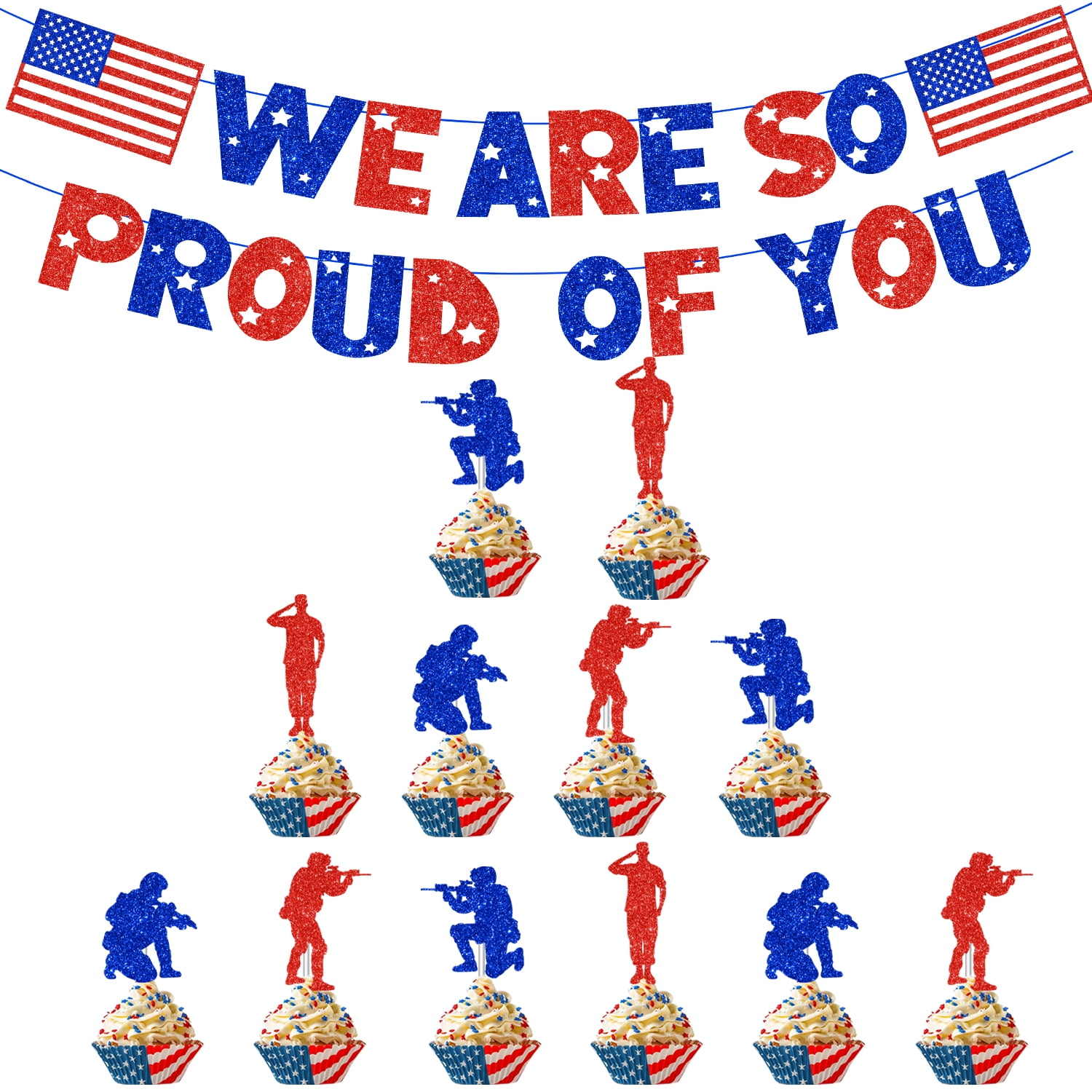 Military We Are So Pround of You American Flag Banner, Patriotic ...