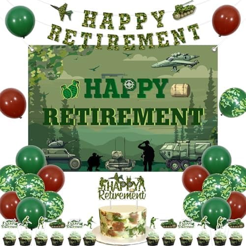 Military Retirement Party Decorations, Army Happy Retirement Backdrop ...