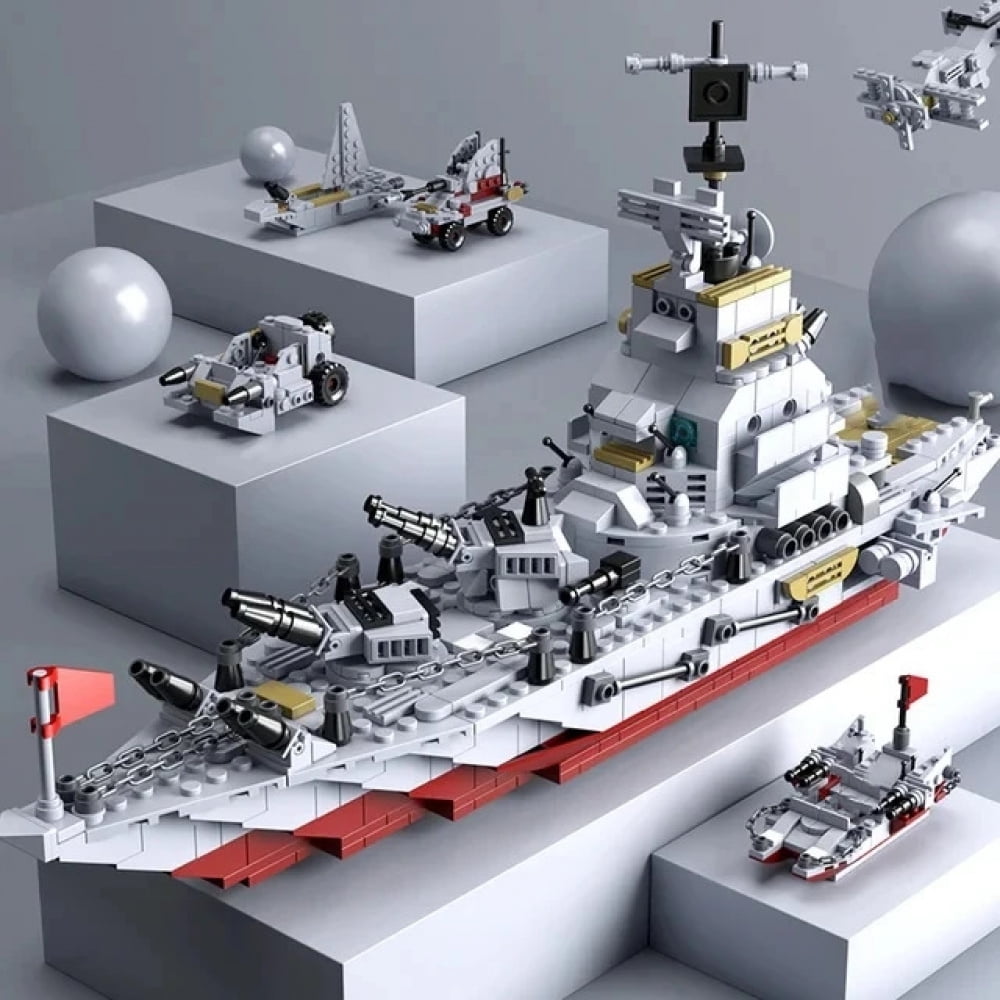 Military Ship Army Ocean Cruiser Warship Building Blocks Aircraft ...