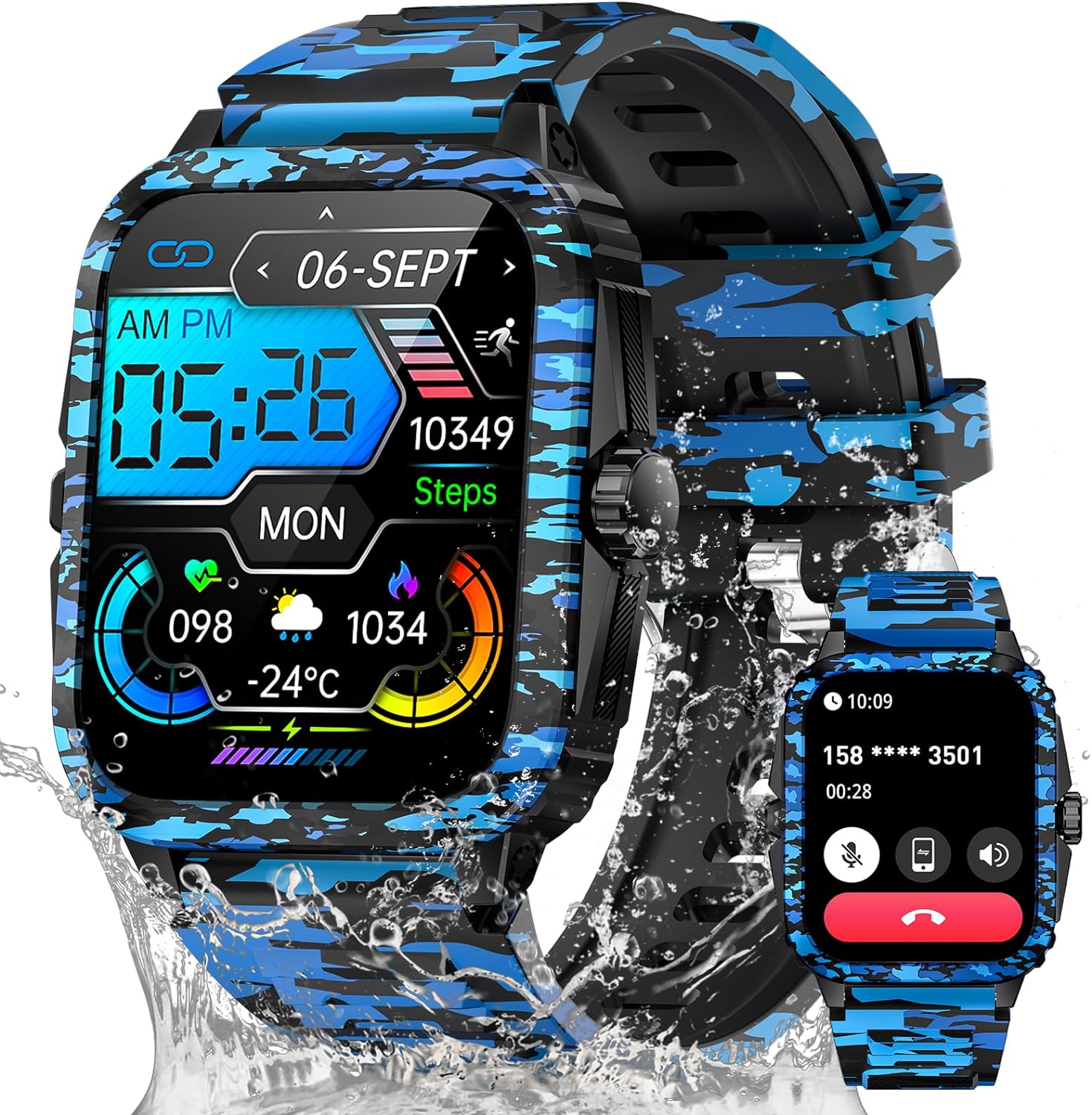 Military Smart Watches for Men (Make/Answer Calls) with 3ATM Waterproof ...