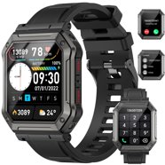Beantech S1 Smart Watch for iPhone & Android, Gold with Brown Calfskin ...