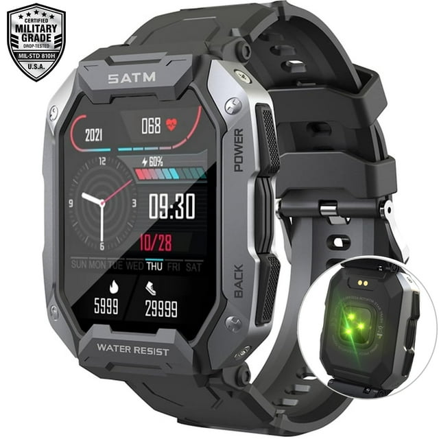 Military Smart Watches for Men, 1.71'' HD Outdoor Sports Rugged ...