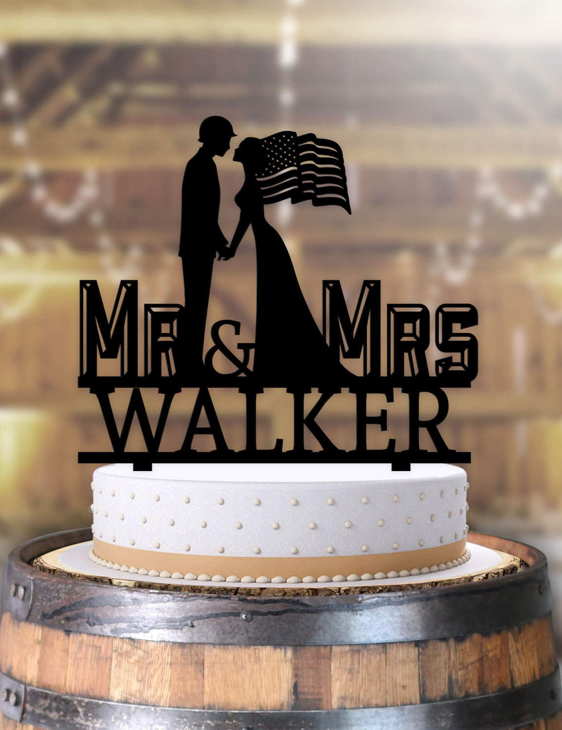 Military Soldier Bride Patriotic Groom Wedding Cake Topper Personalized ...