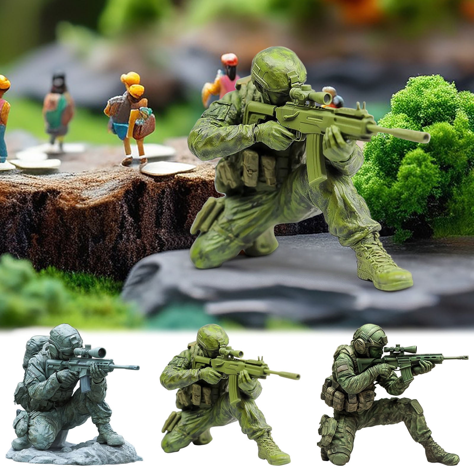 Military Soldier Kneeling and Taking Aim Statue 2.17" Tall Marine ...