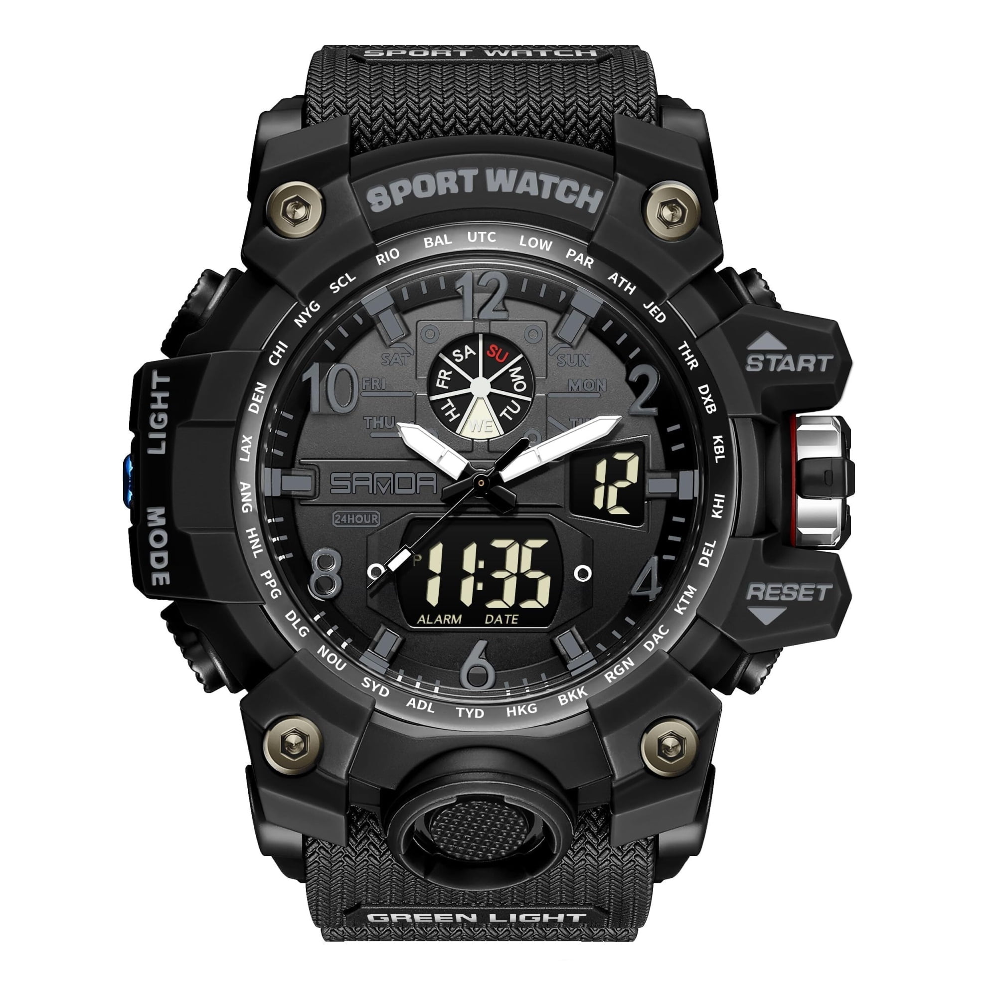 Military Style Digital Analog Watch, Large Face 2.2", 50m Water ...