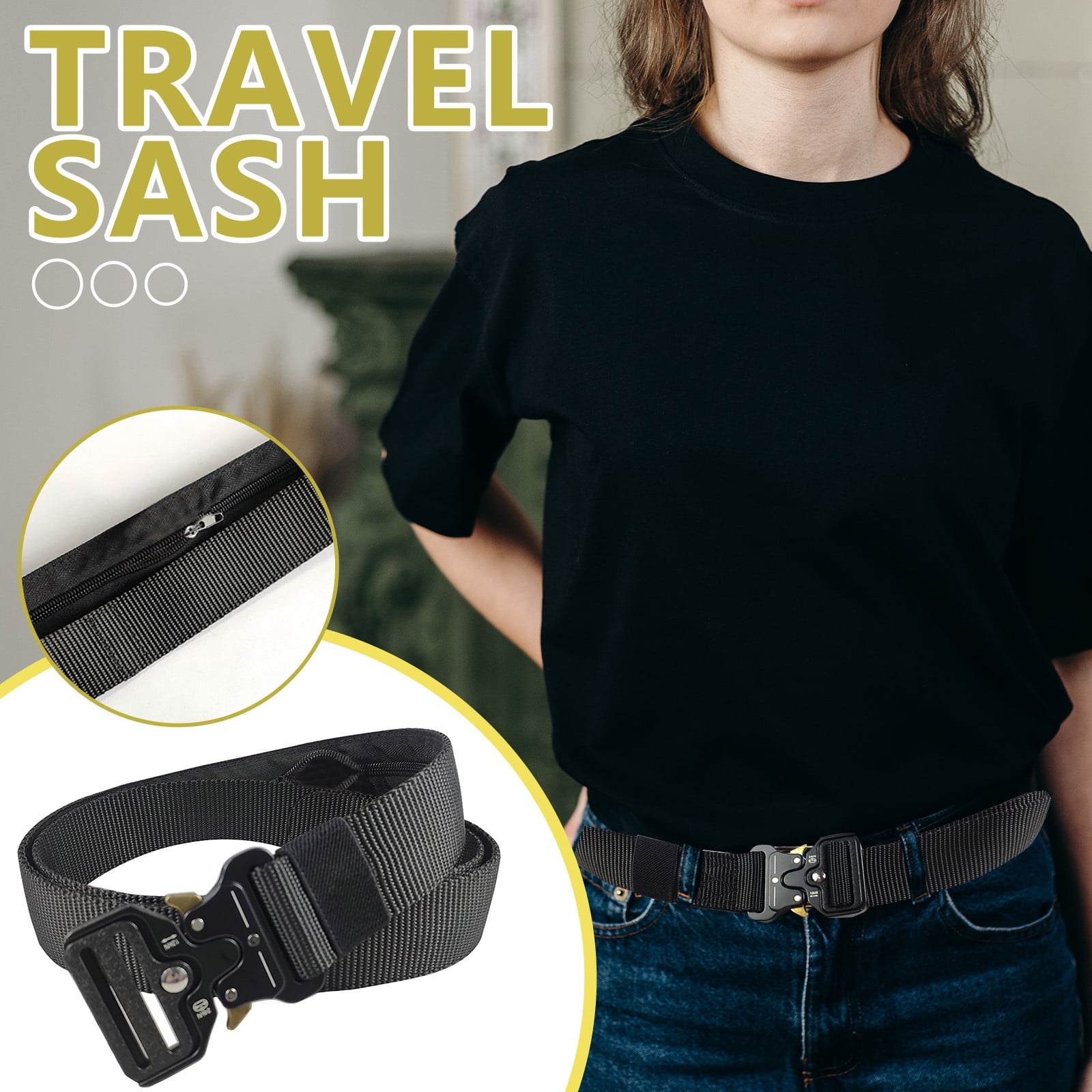 Military Style Nylon Coin Belt, Secure Travel Money Belt, Adjustable ...