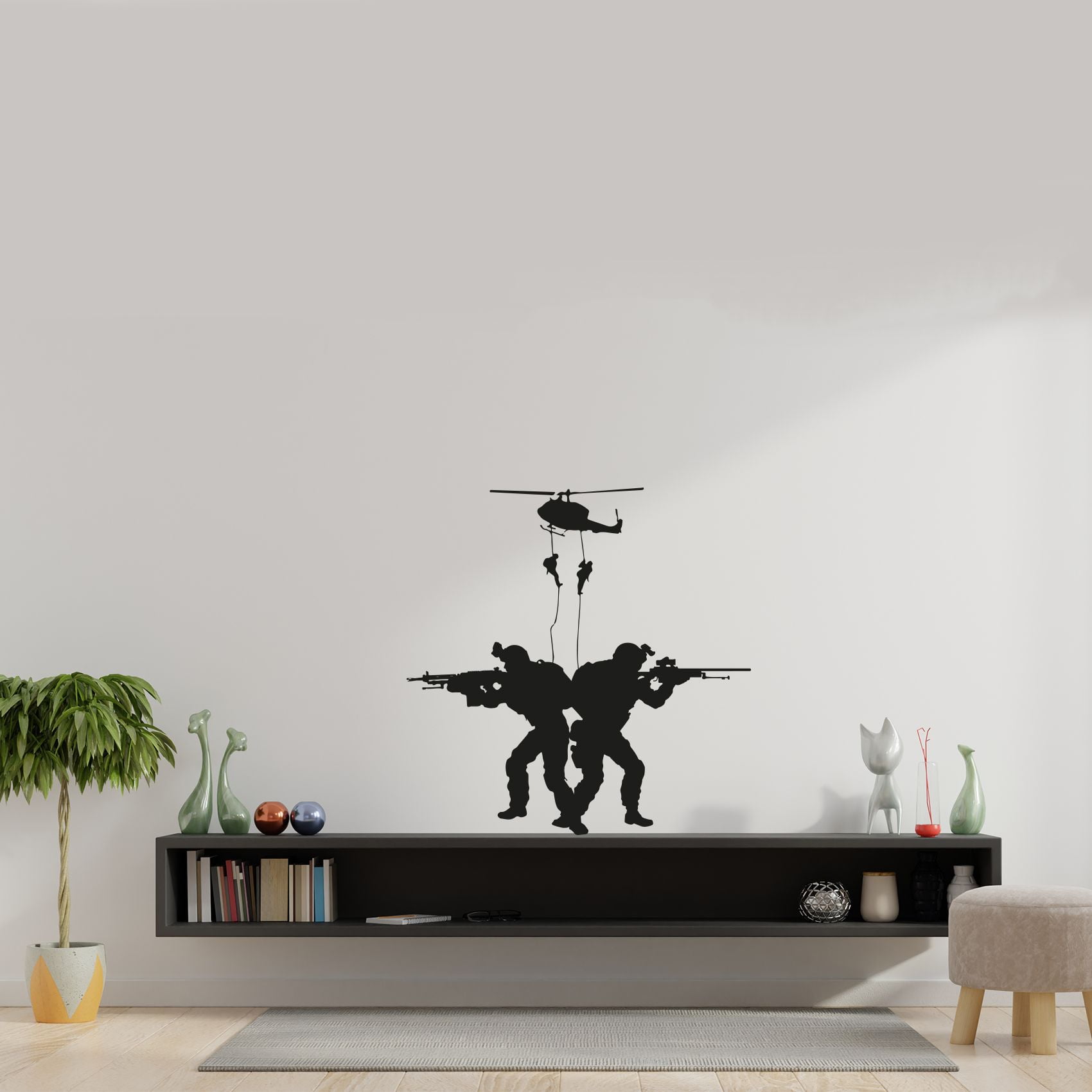 Military Swat Team Parachute Helicopter Army Men Soldier Wall Sticker ...