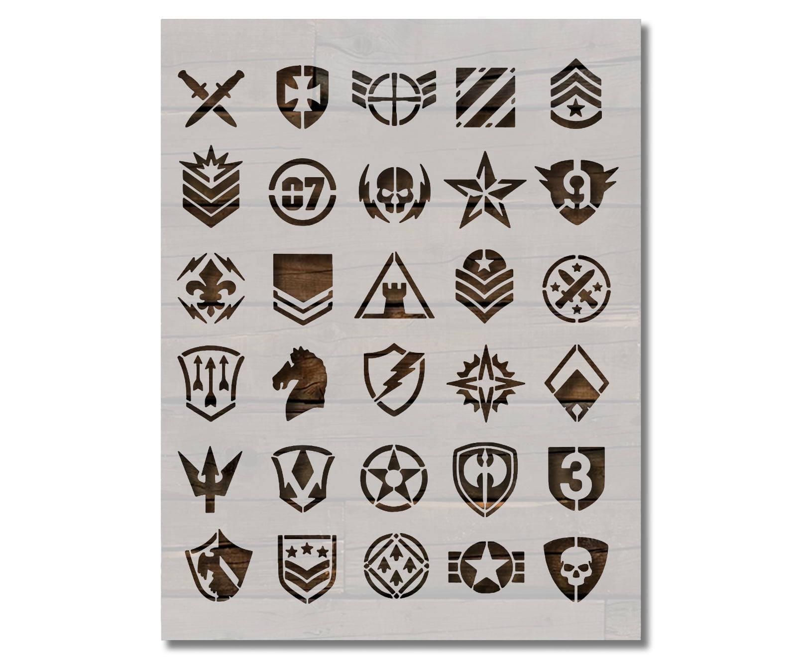 Military Symbols Patches Ranks Stencil Template Reusable 8.5 x 11 for ...