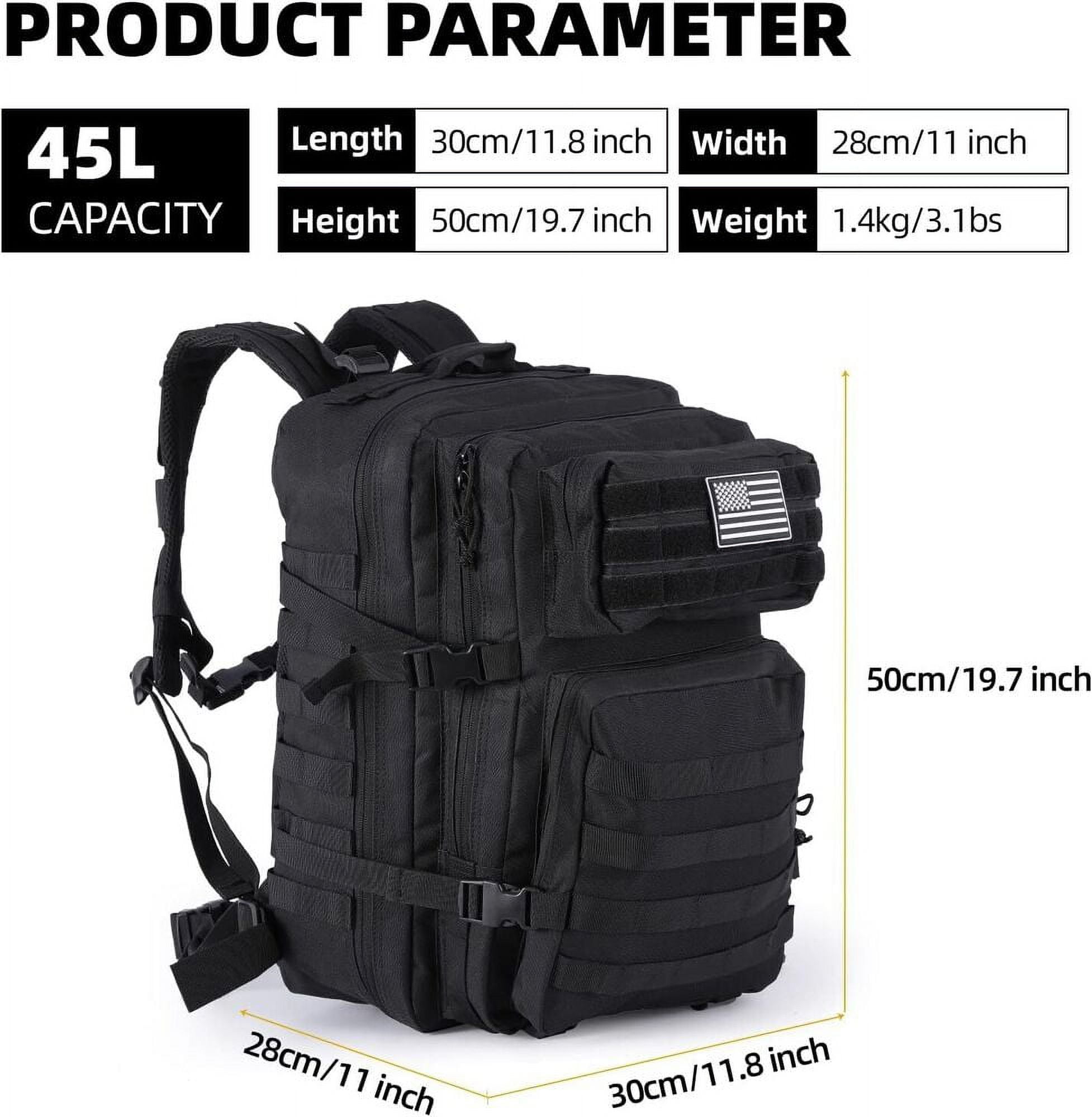 Military Tactical Backpack 45L Large Army 3 Day Assault Pack Molle Bag ...