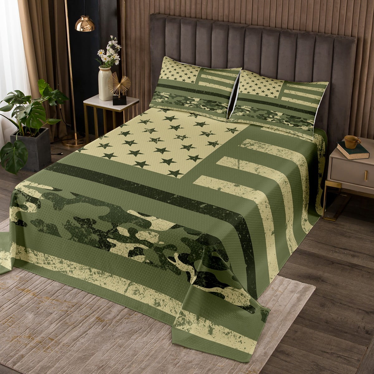 Military Theme Quilt Set American Flag Bedspread Set Teenagers ...